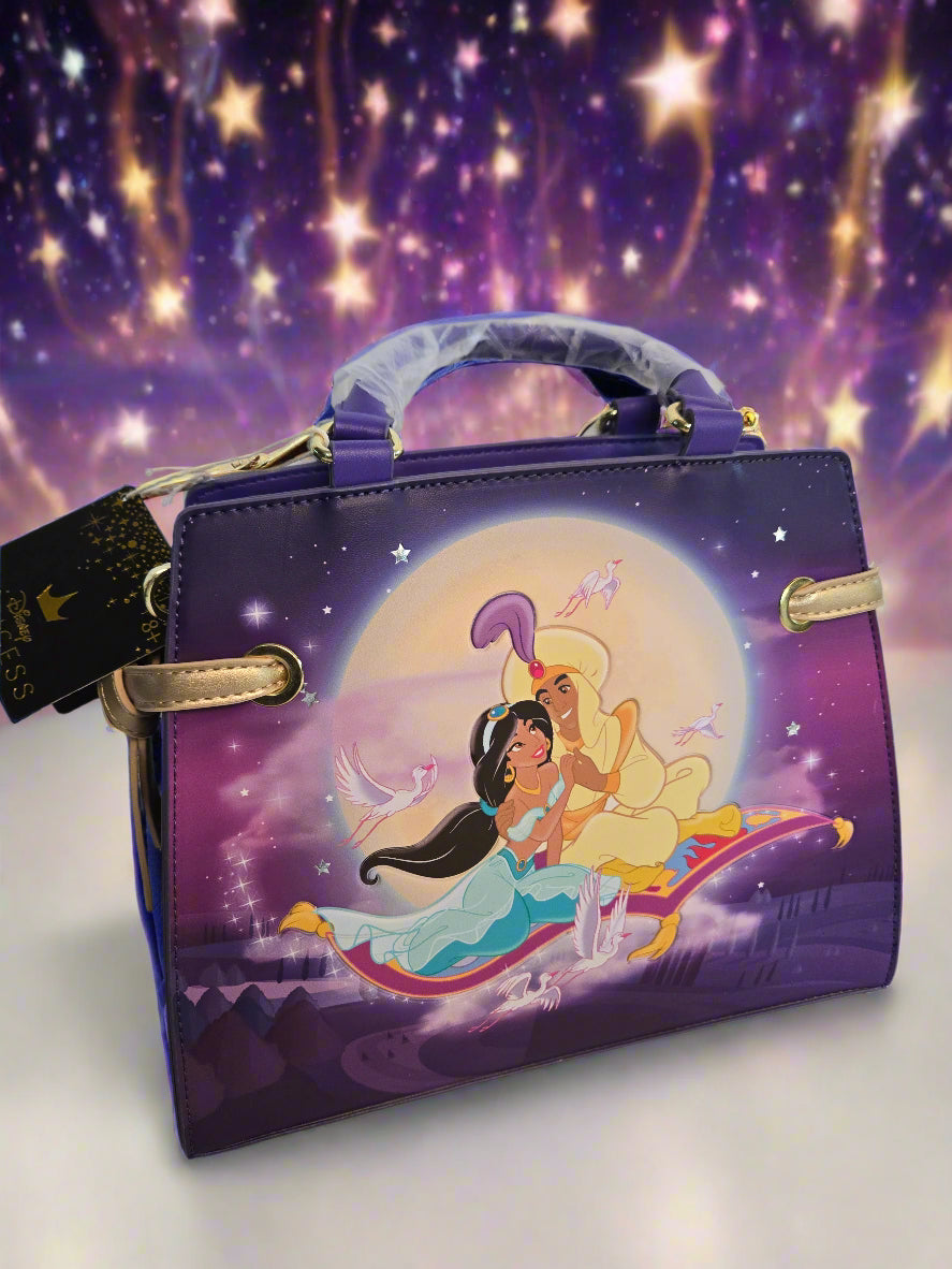 Disney, Aladdin, Jasmine, Crossbody, Loungefly, Hard tag, purple ...